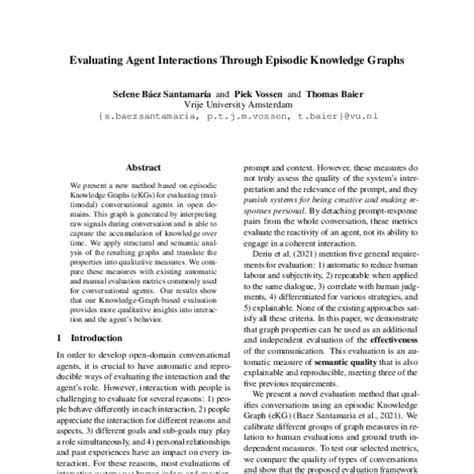 Evaluating Agent Interactions Through Episodic Knowledge Graphs Acl