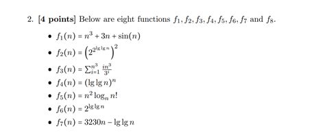 Solved 2 4 Points Below Are Eight Functions