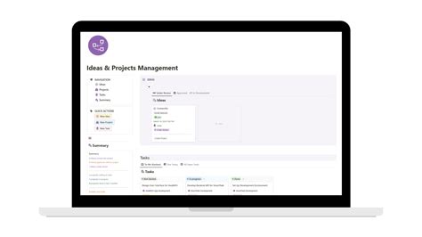 Ideas And Projects Management Notion Template