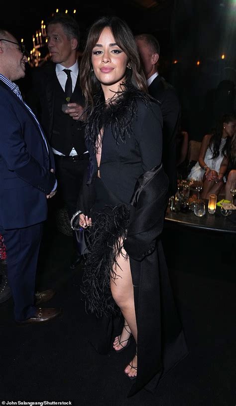 Camila Cabello Flashes Her Legs In A Thigh Split Black Gown At Universals Grammys Afterparty