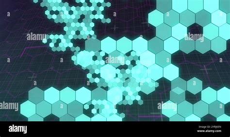 Hexagonal Grid And Data Visualization Image Over Dark Background Stock