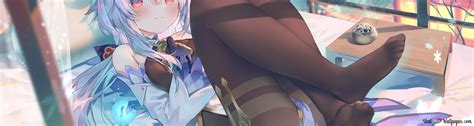 Anime Girl Ganyu Slowing Down On The Bed Genshin Impact K Wallpaper Download