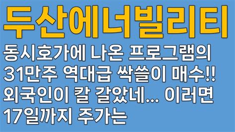 두산에너빌리티 주가전망 거래정지 공시 걱정마라 내일 정상 거래 된다 그것보다 중요한 건 외국인이 두산에너빌리티 목표가