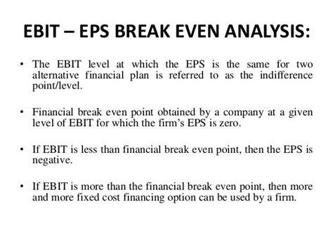 Ebit Eps Break Even Analysis