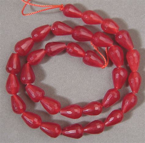 Ruby Drop Beads