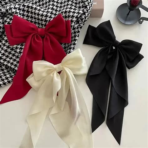 Big Ponytail Pearl Attach Bow Clip For Woman And Girls For Summer Style