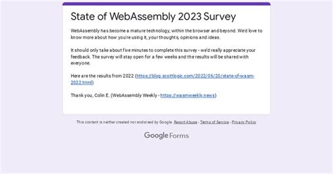 state of webassembly 2023 survey r webassemblydev