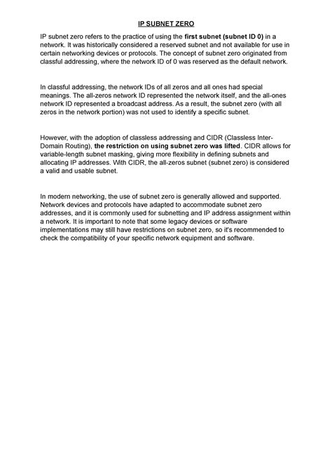 10 IP Subnet Zero Btech In I T Studocu