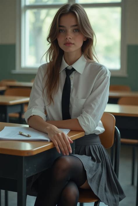Beautiful Sexy Teenage Girl Cara Delevingne Schoolgirl Dressed In