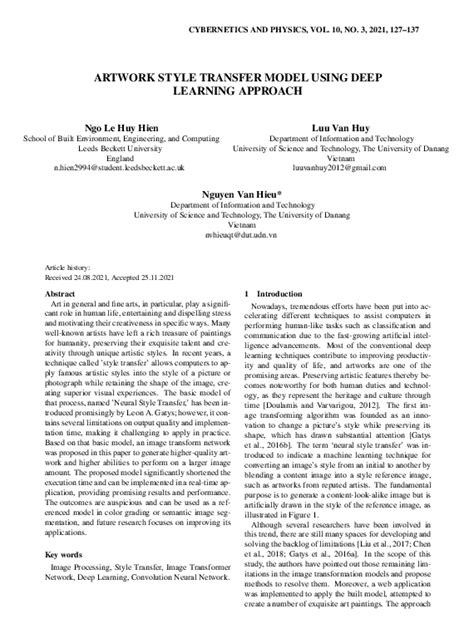 pdf artwork style transfer model using deep learning approach