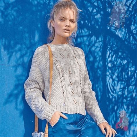 Джемпер с узором листья спицами Knittly Art