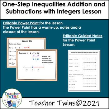 Solving One Step Inequalities With Addition And Subtraction Lesson