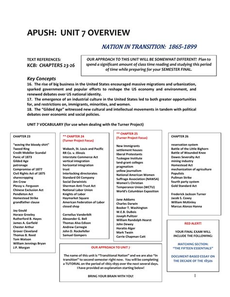 Apush Unit 7 Overview