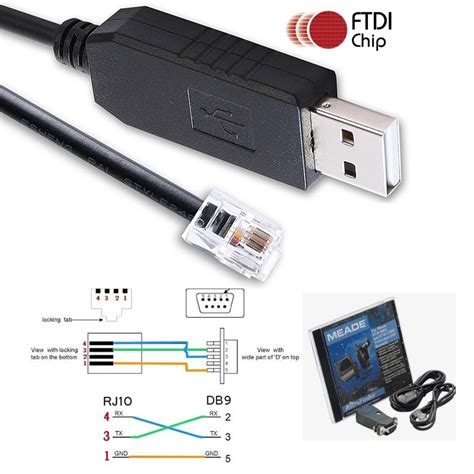 Meade Cable Adaptador Ftdi Usb Serie Rs232 A Rj10 4p4c Convertidor Para Meade Etx 125 Etx 90