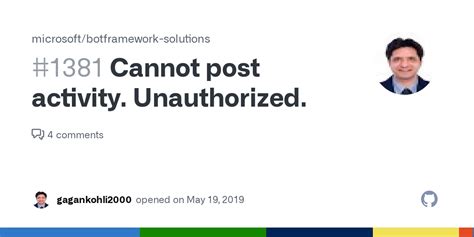 Cannot Post Activity Unauthorized · Issue 1381 · Microsoft
