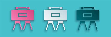 종이 는 파란색 배경에 고립 된 군사 광산 아이콘을 잘라 클레이모어 광산 폭발장치 안티 인사 광산 육군 폭발물 종이 아트 스타일 벡터 개념에 대한 스톡 벡터 아트 및 기타