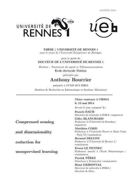 Compressed Sensing And Dimensionality Reduction For Unsupervised Learning Eurasip