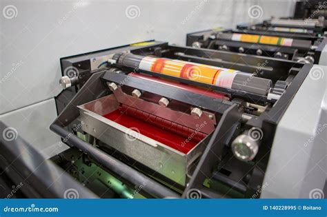 Flexographic Printing Machine With An Ink Tray Ceramic Anilox Roll Doctor Blade And A Print