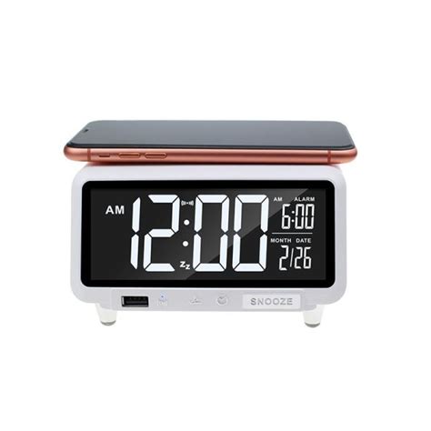 Desk Alarm Clock With Wireless Charger Night Light
