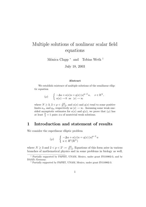 PDF Multiple Solutions Of Nonlinear Scalar Field Equations
