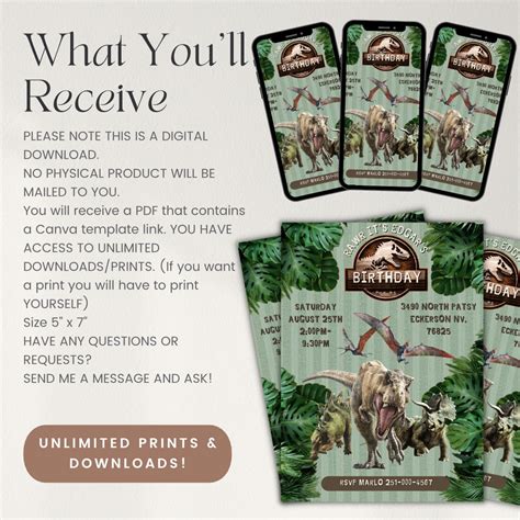 Jurassic World Invitation Jurassic Park Invitation Dinosaur Invitation