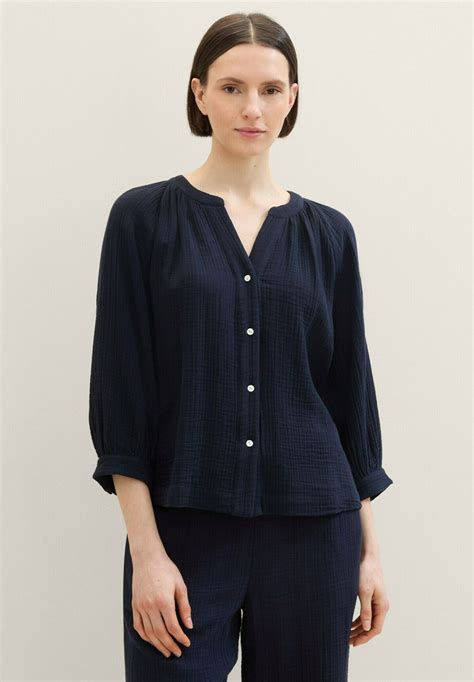 Tom Tailor In Teroptik Bluse Sky Captain Bluedunkelblau Zalandode