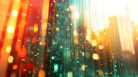 Abstract Financial Data Visualization Colorful Graphs Charts With Green Focus Blurred