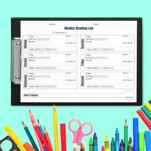 FREE Printable Weekly Reading Log For Babes