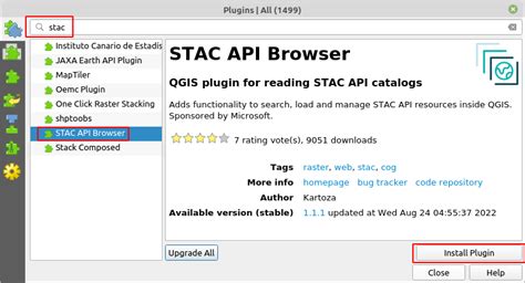 how to search satellite imagery and other spatio temporal data in qgis