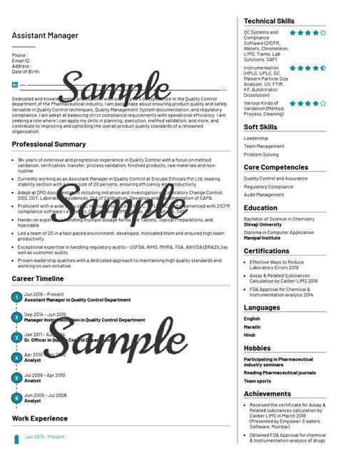 Sample Resume Quality Pdf High Performance Liquid Chromatography