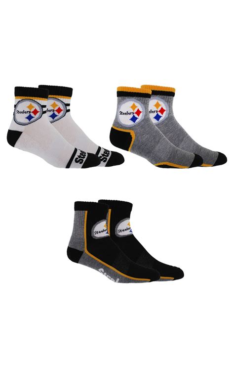Pittsburgh Steelers Socks 3 Pack Mens Shoe Size 7 12 Quarter Length Etsy