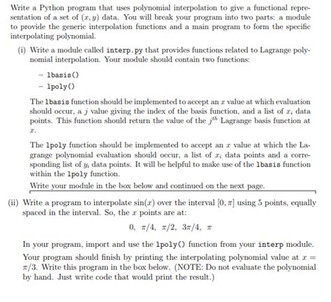 Write A Python Program That Uses Polynomial Chegg