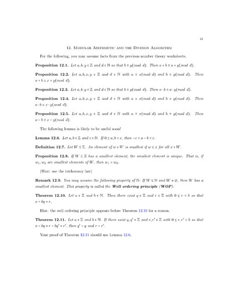 solved 21 12 modular arithmetic and the division algorithm worksheets library