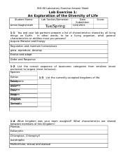 BIO 80 Lab 1 Worksheet 3 1 Docx BIO 80 Laboratory Exercise Answer Sheet Lab Exercise 1 An