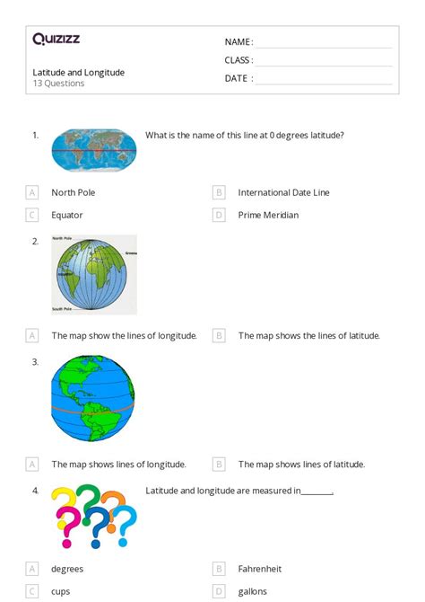 Latitude And Longitude Worksheets