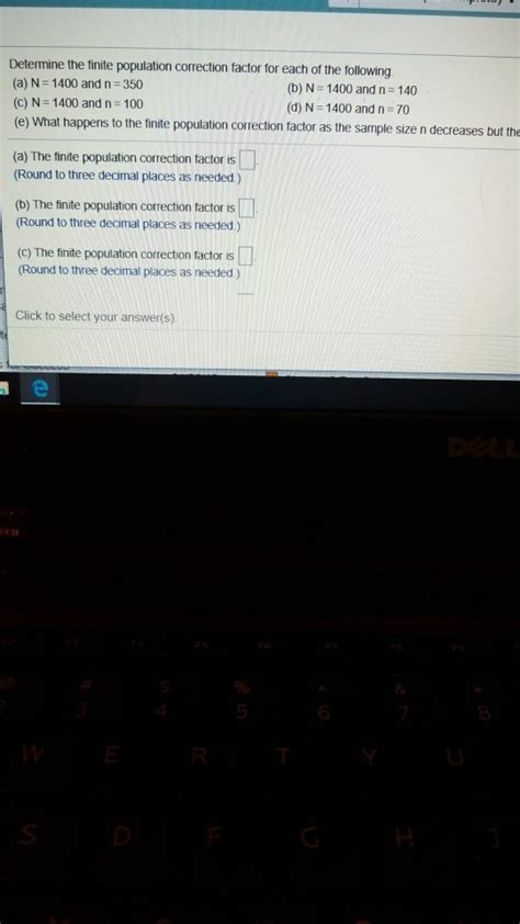 Solved Determine The Finite Population Correction Factor For
