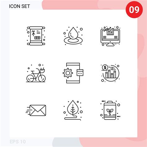 Set Of 9 Commercial Outlines Pack For Development Coding Analytics App