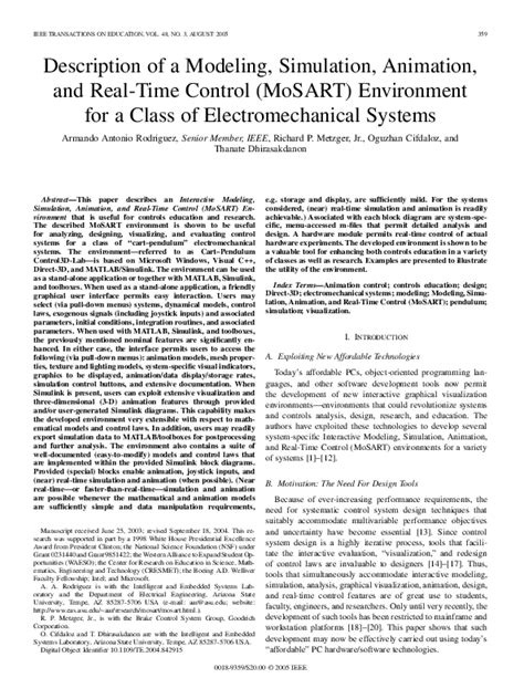 Pdf Description Of A Modeling Simulation Animation And Real Time