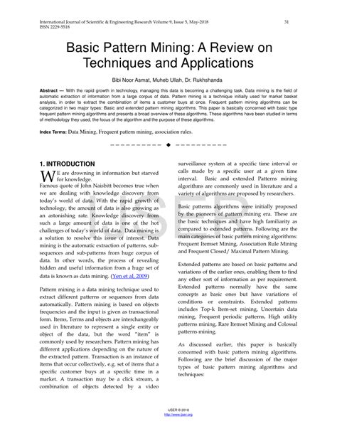 Pdf Basic Pattern Mining A Review On Techniques And Applications