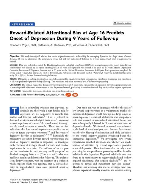 Reward Related Attentional Bias At Age 16 P 2019 Journal Of The