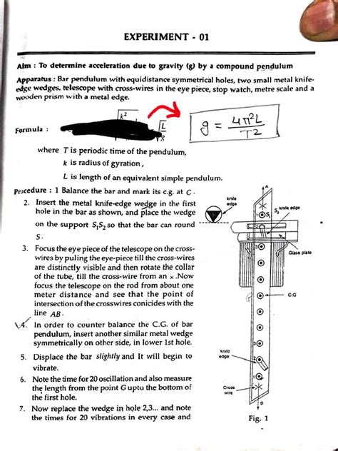 Accleration Due To Gravity By Bar Pendulum Pdf Pendulum Center Of Mass