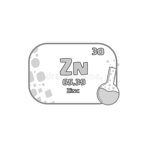 Zinc Element Icon Number Thirty Vector Zn Symbol Periodic Table Block Stock Vector