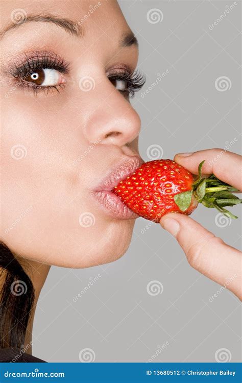 Model With Strawberry Stock Photo Image Of Dessert Girl