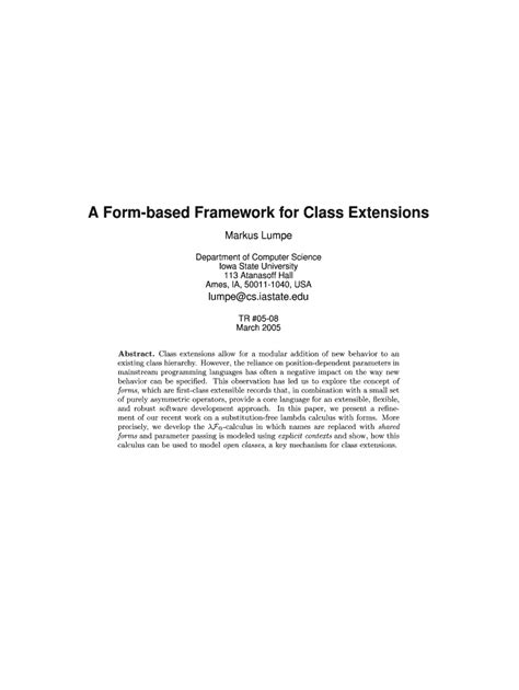 Fillable Online Ict Swin Edu A Form Based Framework For Class Extensions Information And