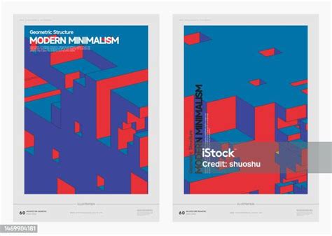 추상 미니멀리즘 기하학적 큐브 구조 패턴 포스터 디자인 템플릿 배경 3차원 형태에 대한 스톡 벡터 아트 및 기타 이미지 3차원 형태 개념 개체 그룹 Istock