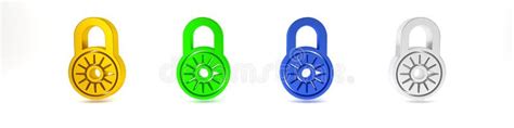 Colorful Safe Combination Lock Wheel Icon Isolated On White Background Combination Padlock