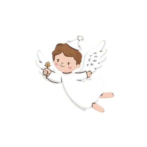 Cute Angel Flying In The Sky With Cartoon Design 45547445 Png