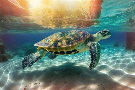 Premium Photo Sea Turtle In Crystal Clear Water Amazing Crystalline