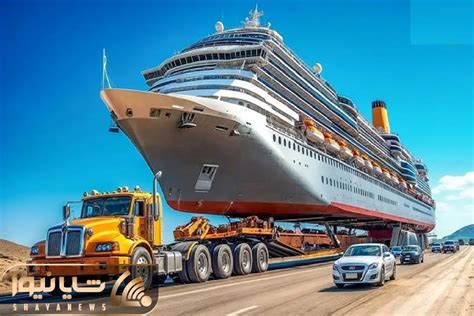 جابه جایی های جانکاه؛ کشتی تفریحی کروز 450 تنی سوراخ شده با تریلی بردنش واسه تعمیر