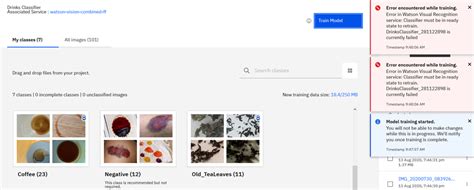 Artificial Intelligence Errors With Watson Visual Recognition Training Not Possible Stack